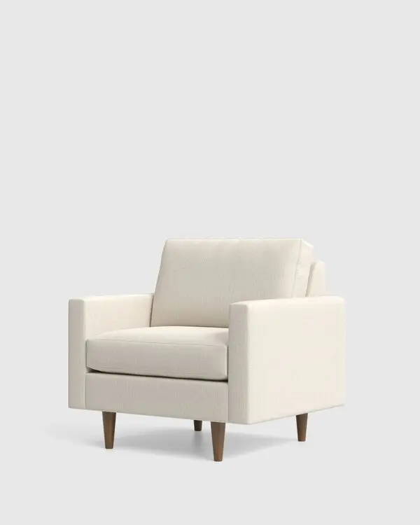 Quince Atlas Midcentury Accent Chair In Performance Chenille-linen Blend - Marshmallow