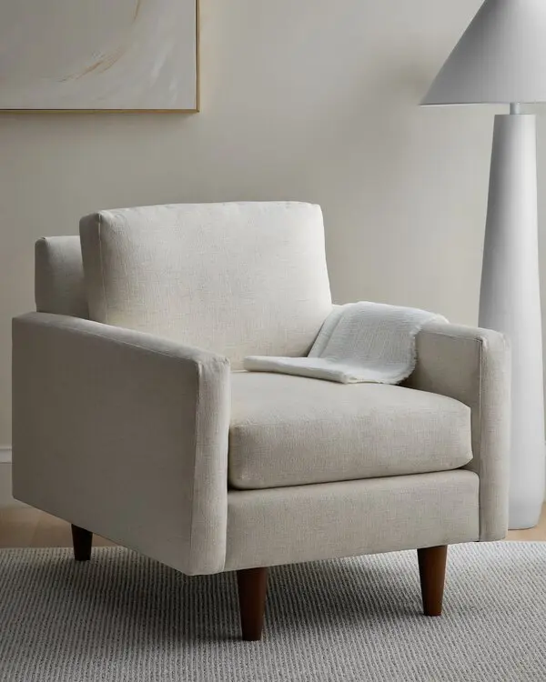 Quince Atlas Midcentury Accent Chair In Performance Chenille-linen Blend - Marshmallow