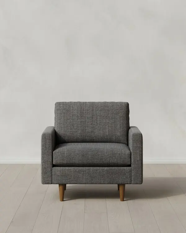Quince Atlas Midcentury Accent Chair In Performance Chenille-linen Blend - Slate