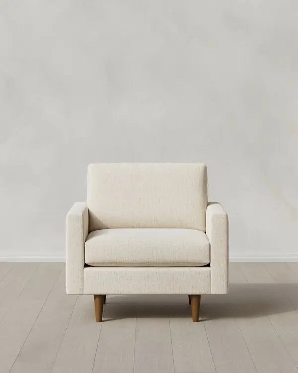 Quince Atlas Midcentury Accent Chair In Performance Chenille-linen Blend - Snow