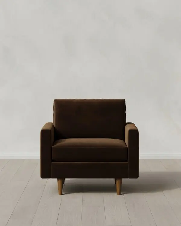 Quince Atlas Midcentury Accent Chair In Performance Velvet - Java