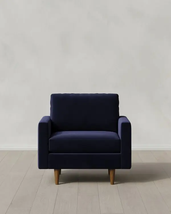 Quince Atlas Midcentury Accent Chair In Performance Velvet - Midnight