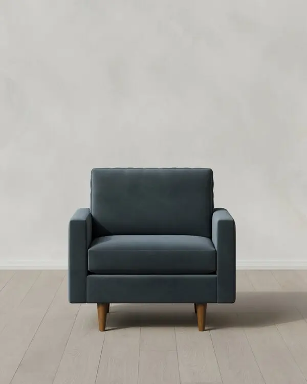 Quince Atlas Midcentury Accent Chair In Performance Velvet - Pine
