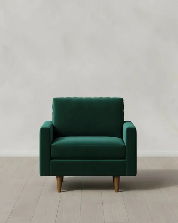 Quince Atlas Midcentury Accent Chair In Performance Velvet - Spruce