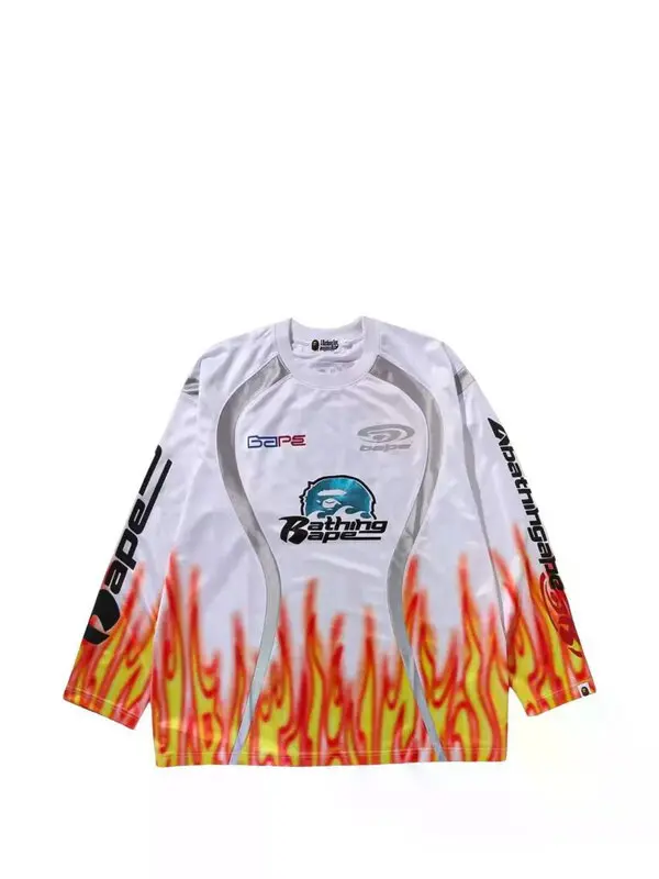 A BATHING APE Flame-pattern T-shirt - White