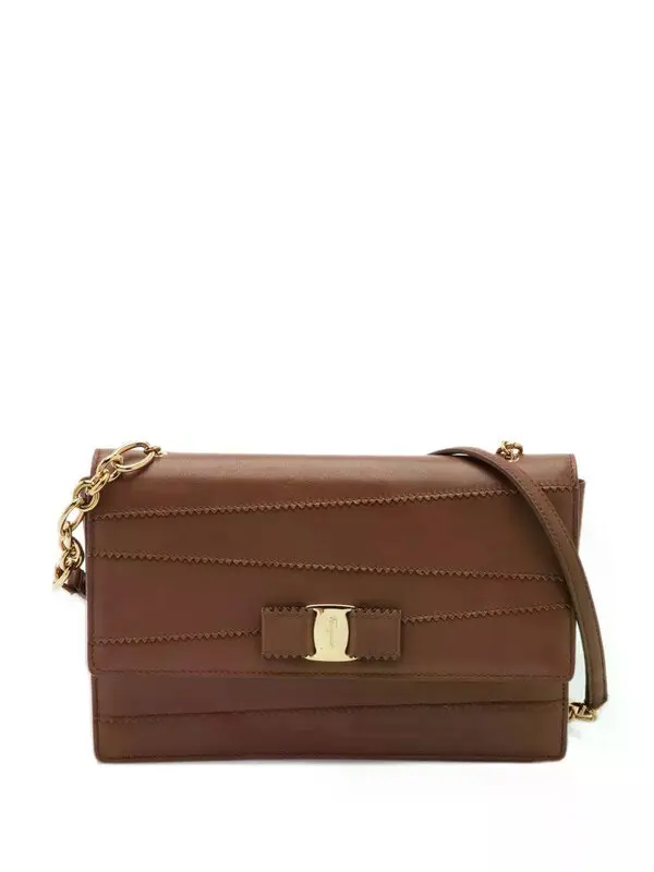 FERRAGAMO Ginny Bow Shoulder Bag - Brown