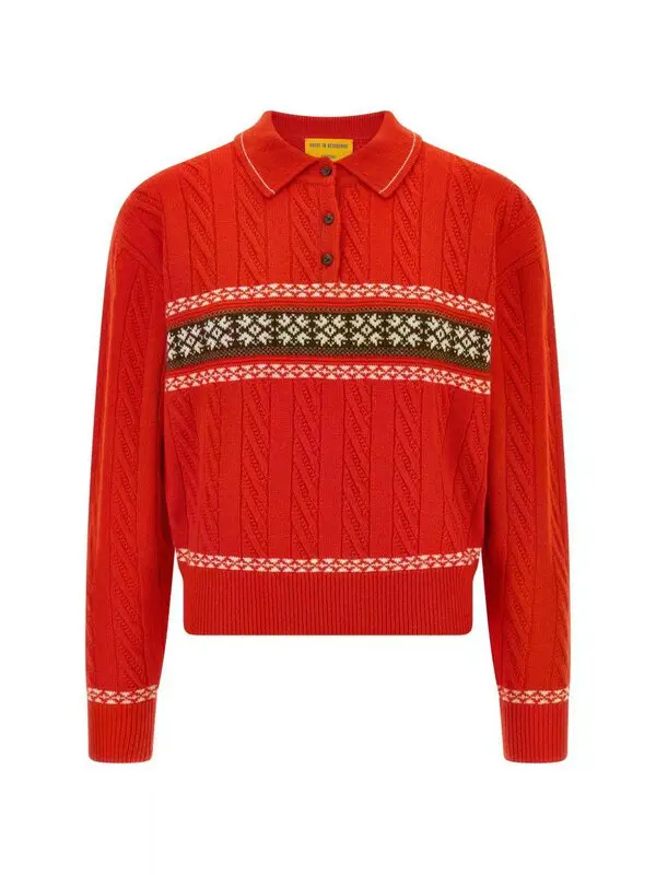 Guest In Residence Cable-knit Polo Sweater - Red