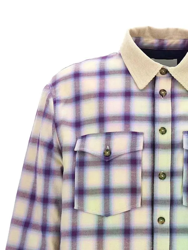 MARANT Check-pattern Corduroy-collar Jacket