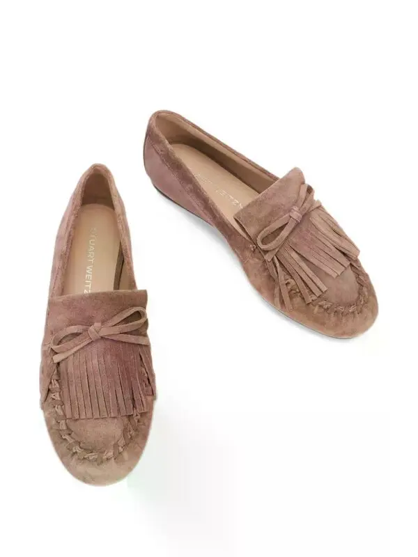 STUART WEITZMAN Fringe Suede Loafers - Neutrals