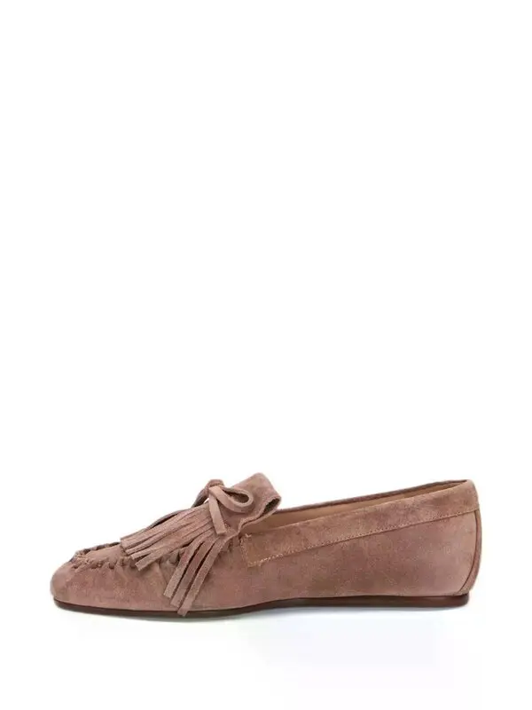 STUART WEITZMAN Fringe Suede Loafers - Neutrals