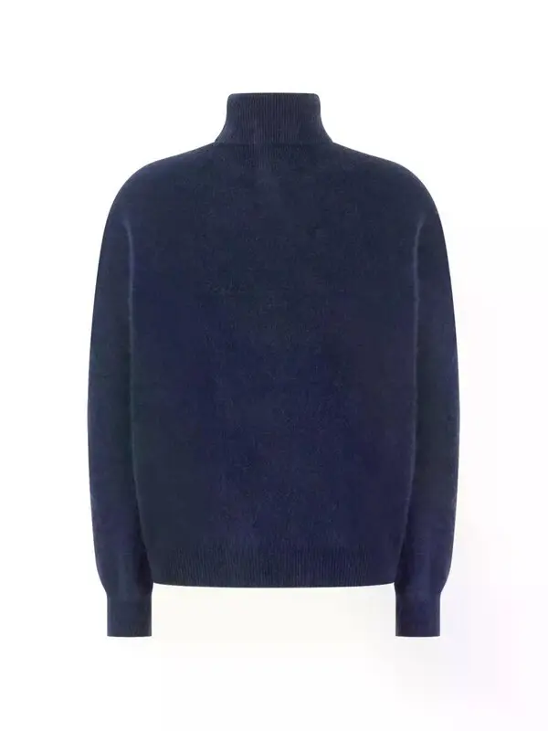 VANISE Roll-neck Brushed-knit Sweater - Blue