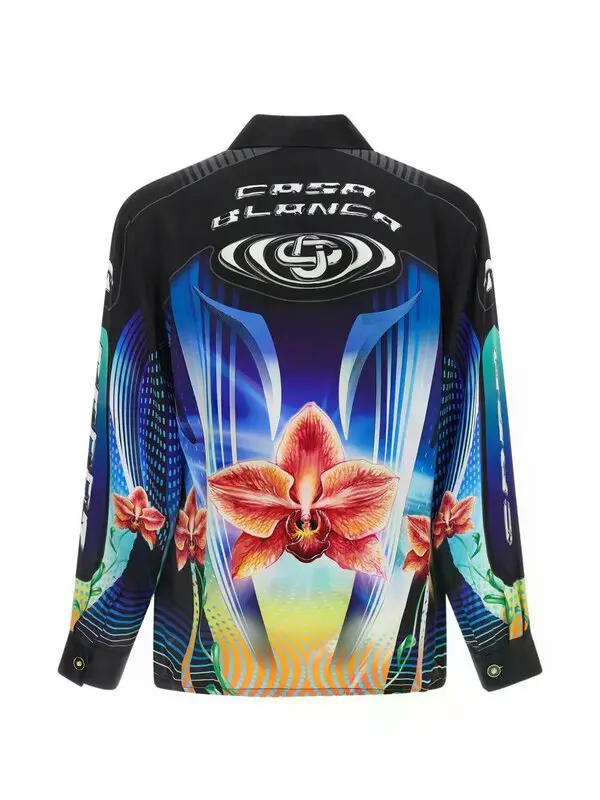 Casablanca Orchid Racer Long Sleeve Silk Shirt