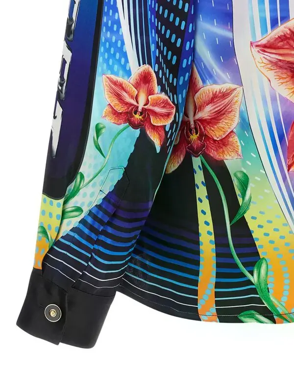 Casablanca Orchid Racer Long Sleeve Silk Shirt