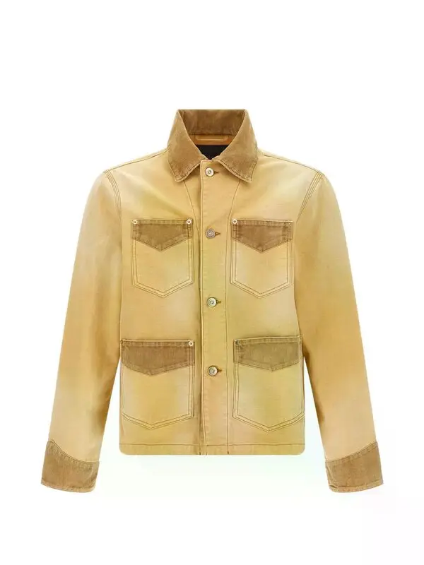 WALES BONNER Corduroy-trim Denim Jacket - Neutrals