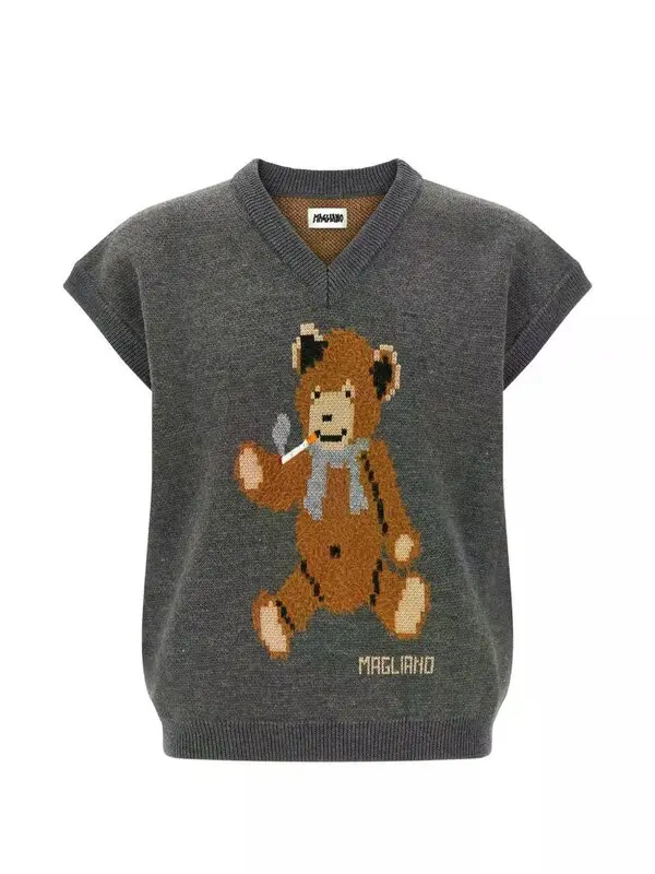 MAGLIANO Bear-intarsia V-neck Vest