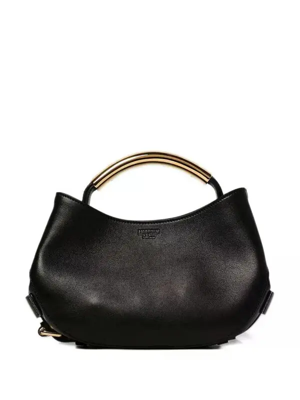 Moschino Metal-handle Leather Shoulder Bag - Black