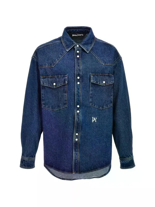 Palm Angels Western-yoke Logo-embroidered Denim Jacket