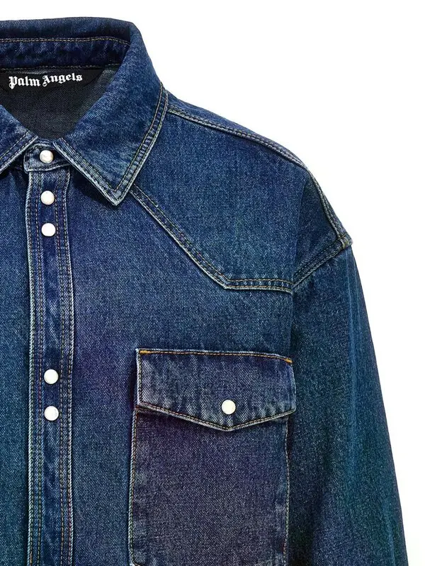 Palm Angels Western-yoke Logo-embroidered Denim Jacket