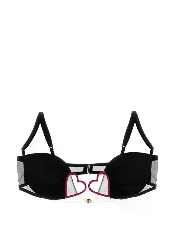 NENSI DOJAKA Heart-motif Mesh-panel Bra - Black