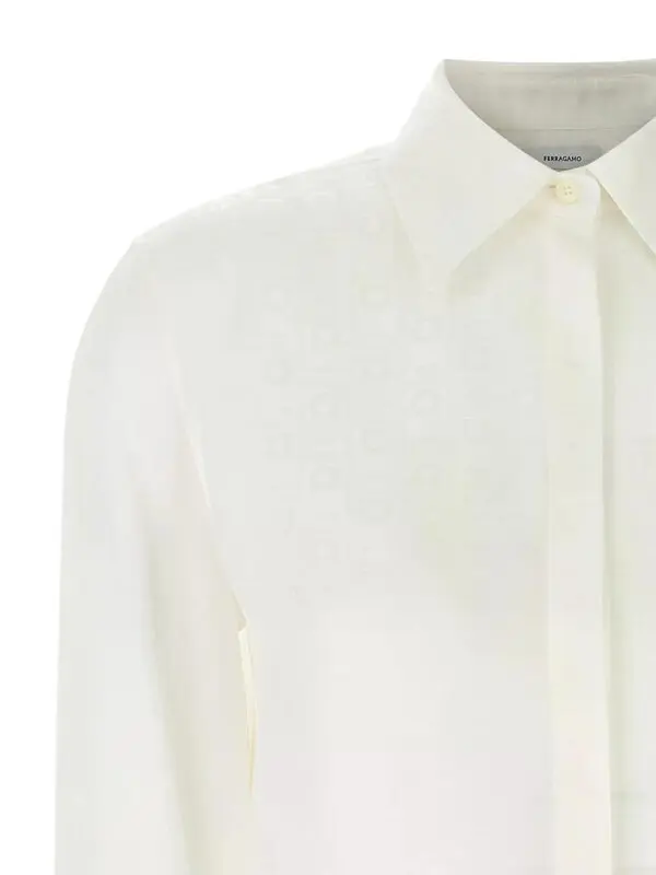 FERRAGAMO Gancini Jacquard Silk Shirt