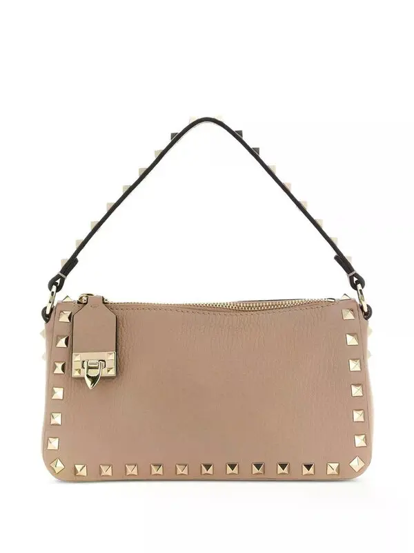 Valentino Garavani Small Rockstud-embellished Grained-leather Shoulder Bag - Neutrals