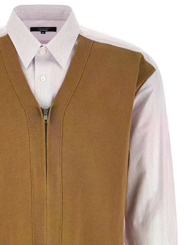 Comme Des Garçons Striped Panelled Zip-up Shirt