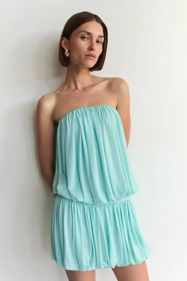 Meshki Safiya Strapless Gathered Bubble Mini Dress