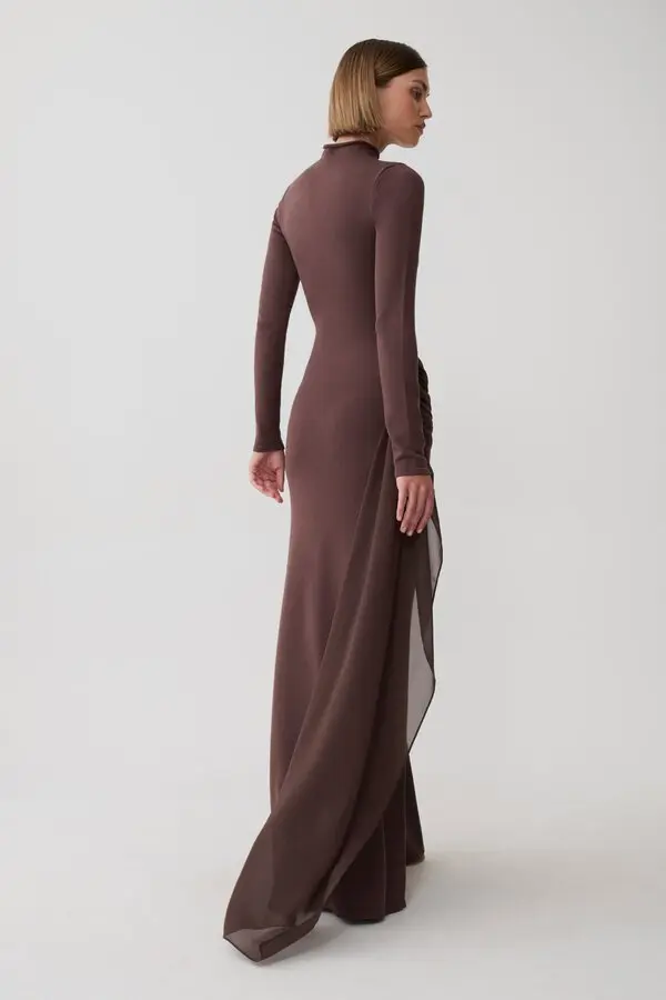 Meshki Grayson Knit Chiffon Maxi Dress