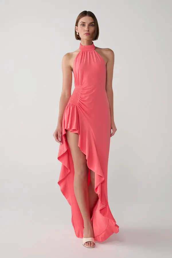 Meshki Andaluz High Neck Side Split Dress