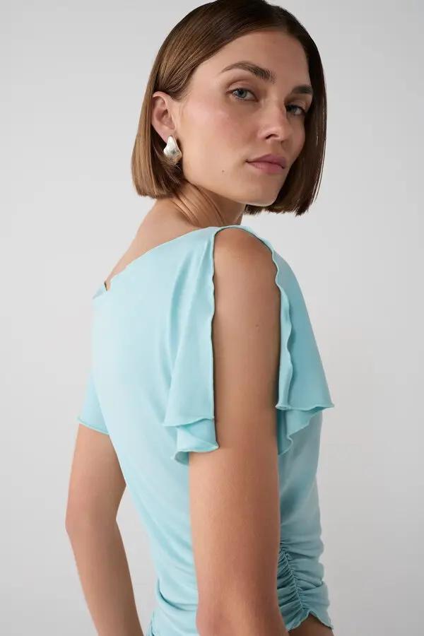 Meshki Talise Modal Flounce Short Sleeve Top