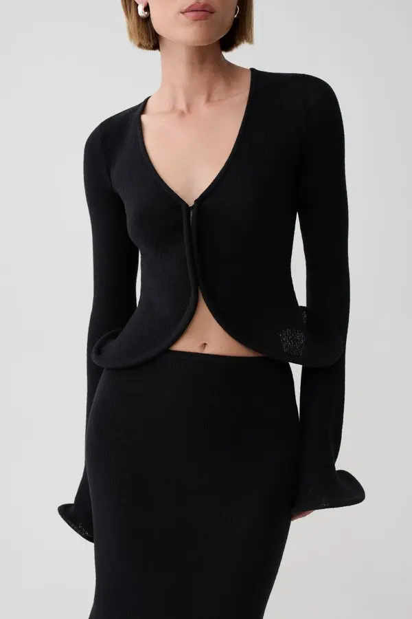 Meshki Gigi Long Sleeve Knit Top - Black