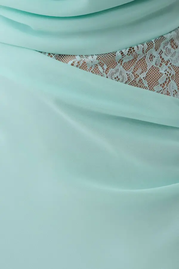Meshki Arra Chiffon And Lace Halter Maxi Dress