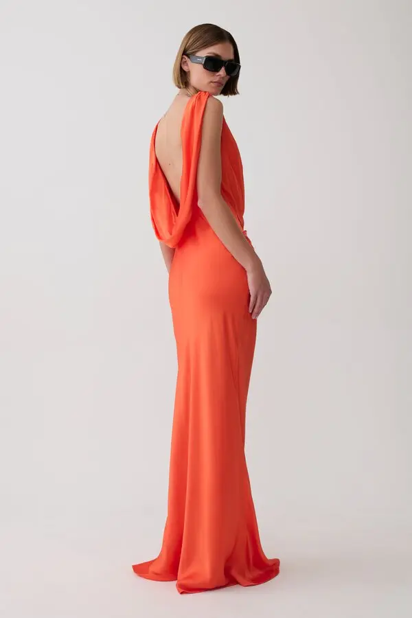 Meshki Fantina V Neck Satin Maxi Dress