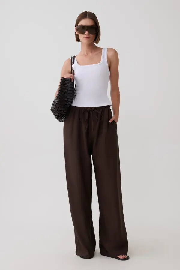Meshki Sherry Straight Leg Suiting Pant - Brown