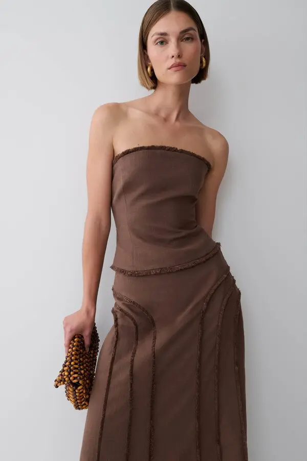 Meshki Annie Strapless Tie Back Linen Top
