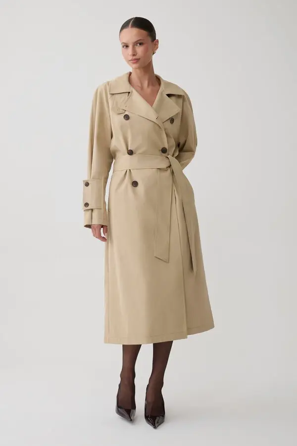 Meshki Dillon Oversized Trench Coat - Brown