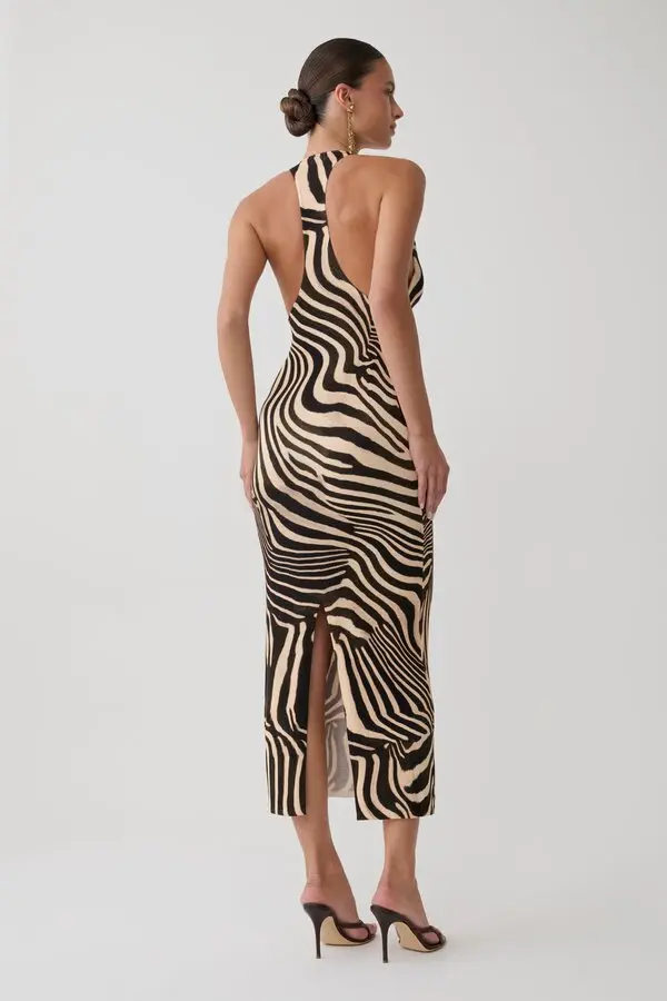 Meshki Darla Deep V Knit Midi Dress