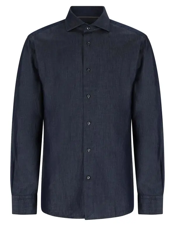 Hugo Boss Camicia Slim Fit In Denim Di Cotone E Cashmere