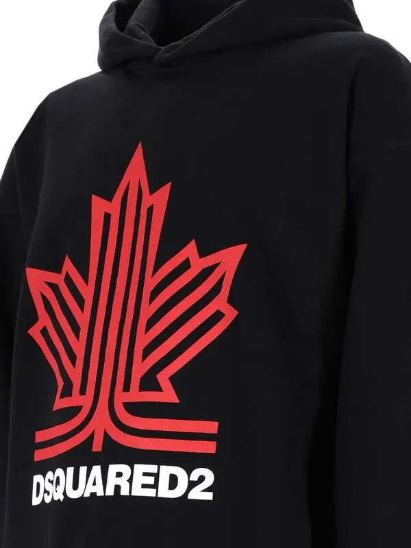 Dsquared2 Felpa Con Stampa E Cappuccio