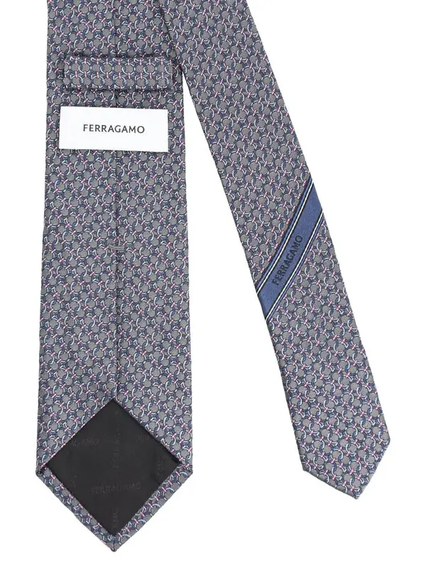FERRAGAMO Cravatta "gancini" In Jacquard Di Seta