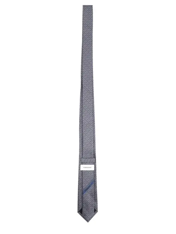 FERRAGAMO Cravatta "gancini" In Jacquard Di Seta