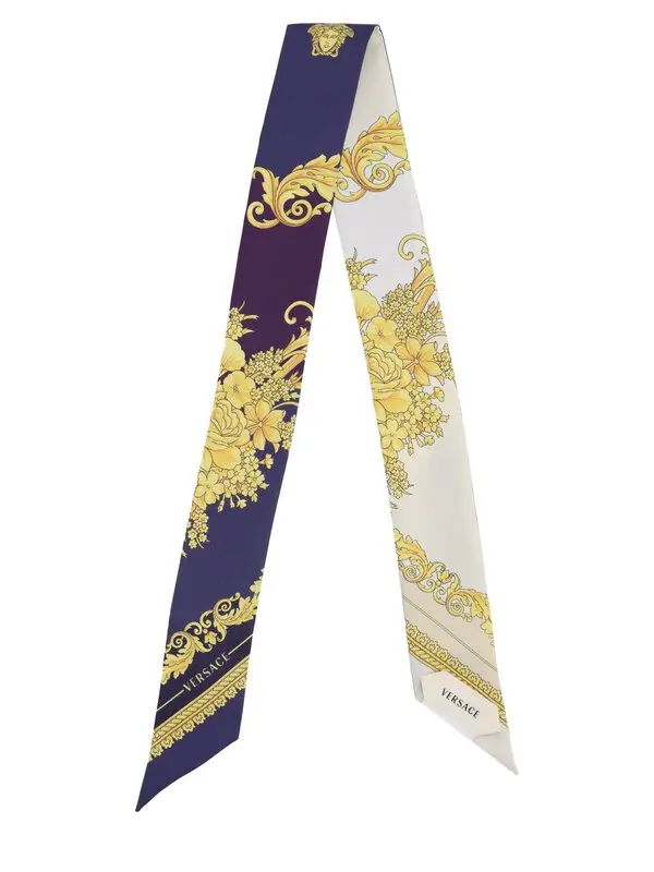 Versace Nastro In Twill Di Seta Stampato