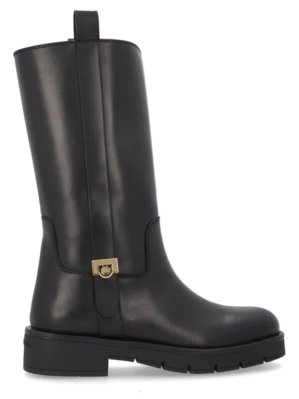 FERRAGAMO Stivale Biker Con Fibbia "hug - Black