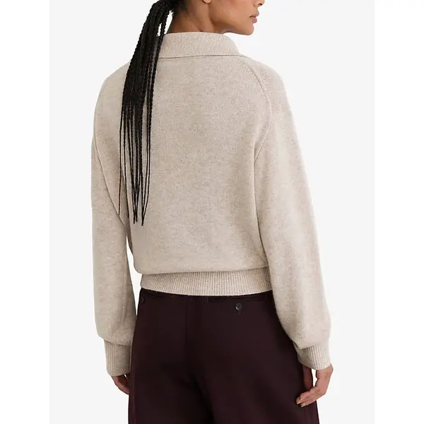 REISS Martha Button-neck Wool And Cashmere Jumper