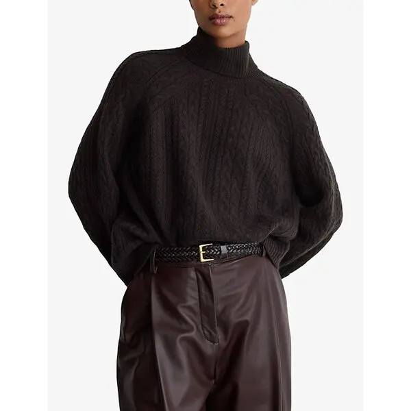 REISS Brielle Cable-knit Wool And Cashmere-jumper - Neutral