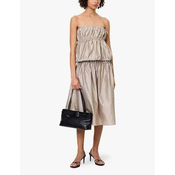 ST. AGNI Paper Taffeta Silk-blend Midi Skirt