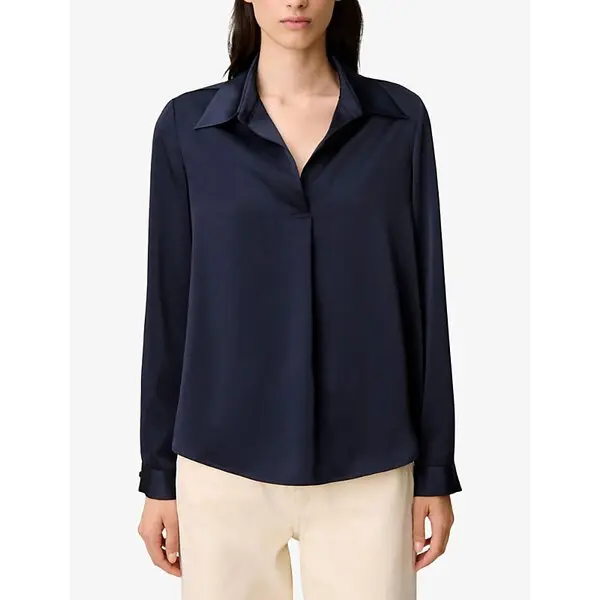 Claudie Pierlot Open-collar Relaxed-fit Woven Blouse