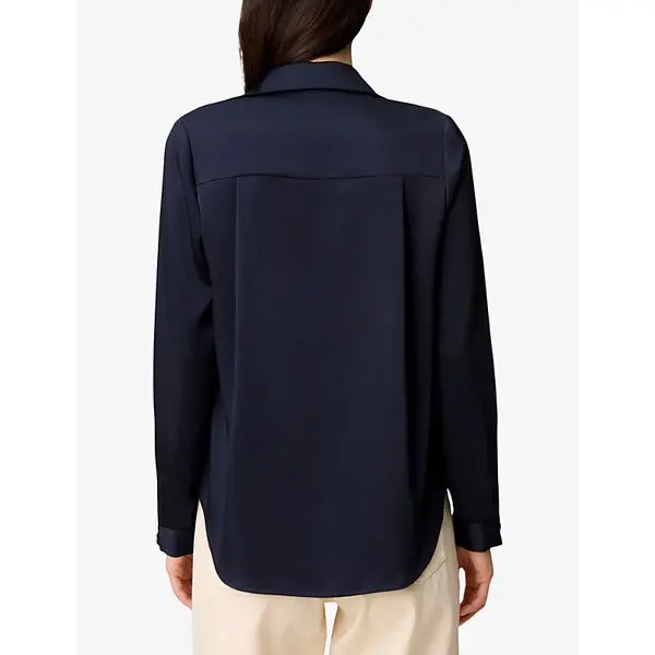 Claudie Pierlot Open-collar Relaxed-fit Woven Blouse