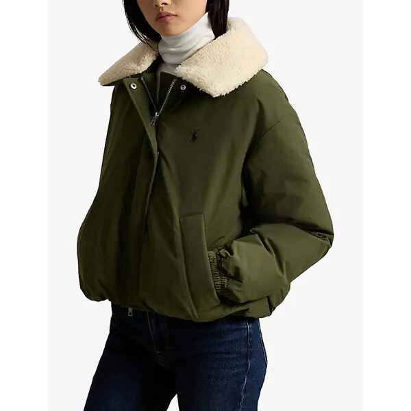Polo Ralph Lauren Logo-embroidered Faux-shearling Collar Shell Windbreaker Jacket