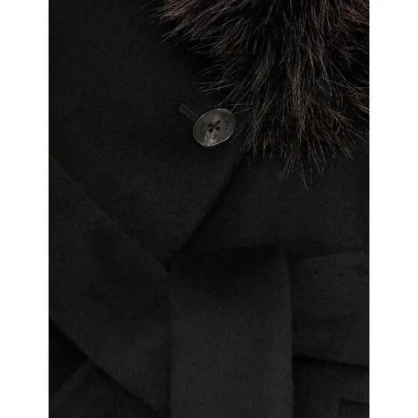 REISS Francesca Faux-fur Collar Long Wool-blend Coat